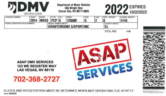 Nevada Registration Fees Explained - ASAP Services